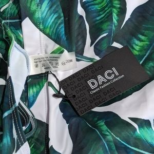 Daci | Swim | White With Green Leaf Pattern 2 Piece Swimwear Nwt Plus ...